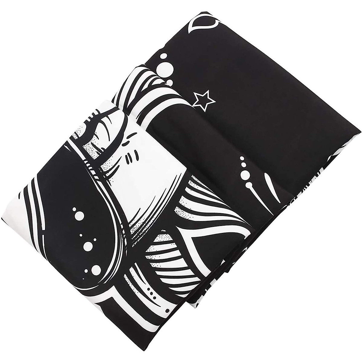 Ftuency Sun and Moon Tapestry Black and White Tapestries Mystic Burning Sun with Star Wall Hanging decor for Bedroom(94.5" W x 70.9" L)