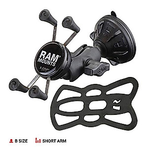 RAM Mounts RAP-B-166-2-A-UN7U X-Grip Phone Mount with RAM Twist-Lock Low Profile Suction Base with Short Arm for Vehicle Windshields