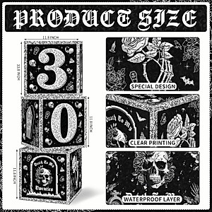 Death to My 20s Decorations 30th Birthday Decorations Boxes for Her Him, Rip to My 20s Balloon Blocks Black Balloon Boxes with Letters for Funeral for My Youth Dirty 30 Birthday Party Supplies