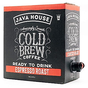 Java House Cold Brew Coffee On Tap, (128 Fluid Ounce Box) Not a Concentrate, No Sugar, Ready to Drink Liquid (Espresso, Pack of 1)
