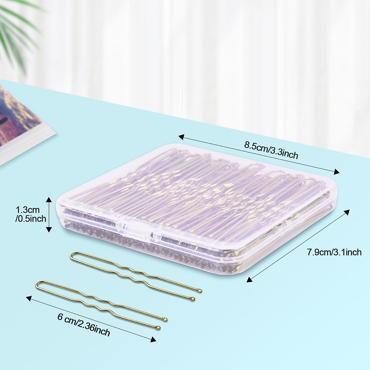 U Shaped Hair Pins,TsMADDTs 100 Pcs Blonde Bun Hair Pins for Women Girls with Box (Golden 2.4 inch)