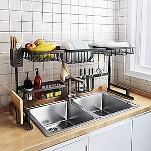FEHUN Sinks,Stainless Steel Kitchen Sink Dish Drying Rack Drain Rack/79*32*52Cm