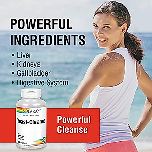 SOLARAY Yeast-Cleanse | with Caprylic Acid, PAU Darco, Grapefruit Seed Extract & Tea Tree Oil | Healthy Cleansing Support | 30 Servings | 180 VegCaps