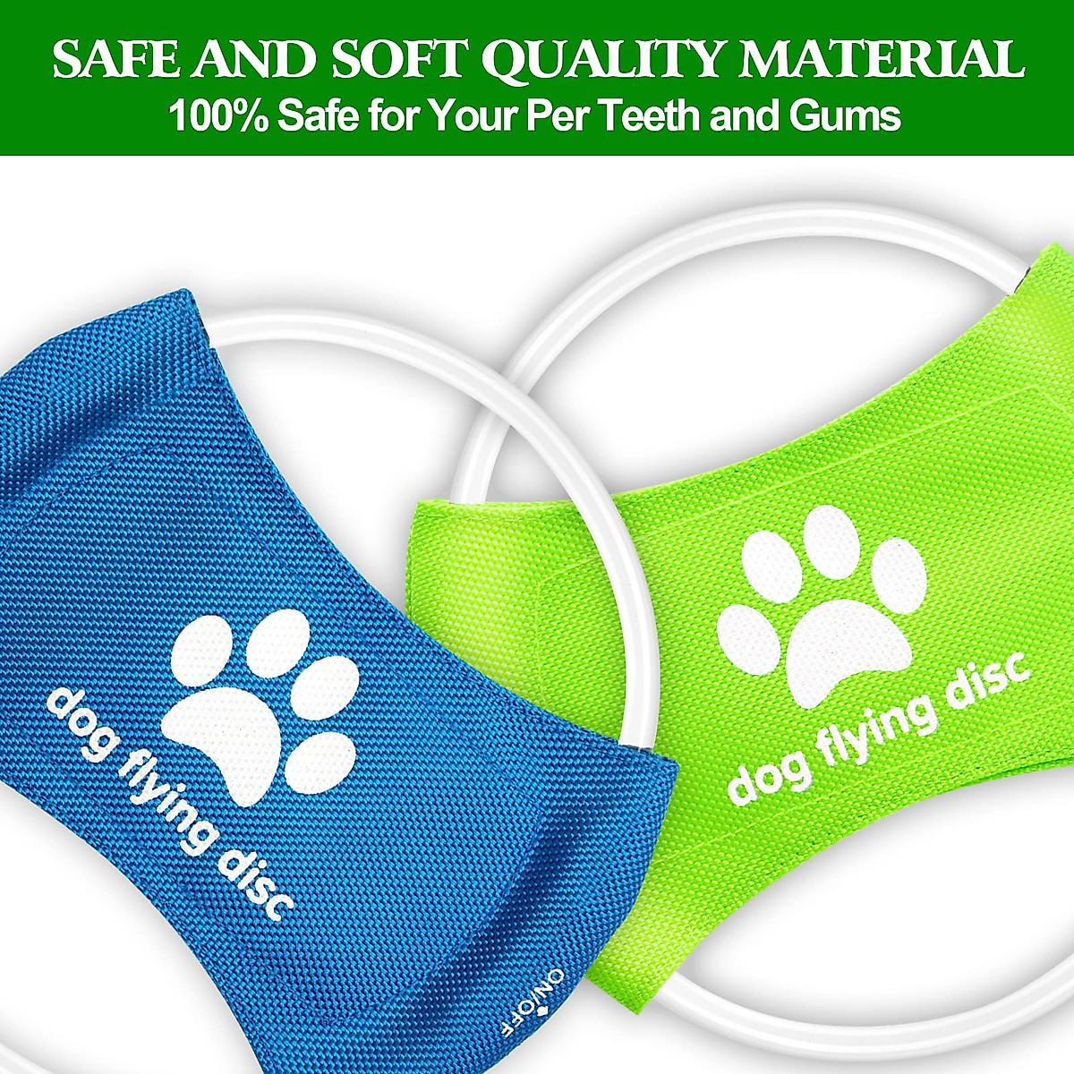 VPCOIKPZA 2 PCS Dog Flying Disc Dog Toys Glow in The Dark Flying Saucer Small/Medium/Large Breeds-Dog Training Ring, Floating Dog Ring Toys for Throwing, Catching, Grabbing Flying Toy for Dogs