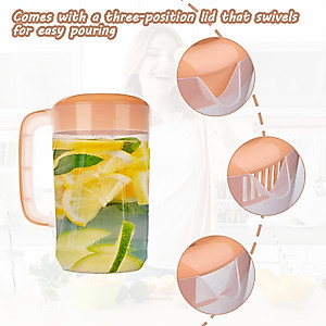 2Pcs Plastic Water Pitcher with Lid 1 Gallon Plastic Straining Pitcher Tea Pitcher 1 Gallon for Fridge Drink Pitcher with Lid 1 Gallon Lemonade Pitcher with Lid