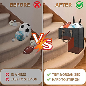 Stair Basket, Step Storage Basket, L-Shaped Design Step Storage Organizer, Staircase Baskets For Carpeted Stairs, Foldable Step Storage Laundry Basket, Staircase Baskets for Carpeted Steps, Hard Board