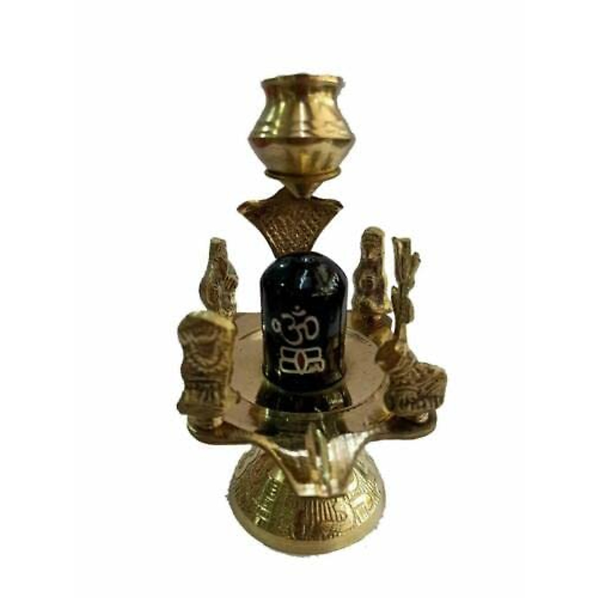 Brass Shiv Parivar Shiva Lingam Shaligram Shivling with Stand Shivling Idol Shiva Idol Size - 6 cm