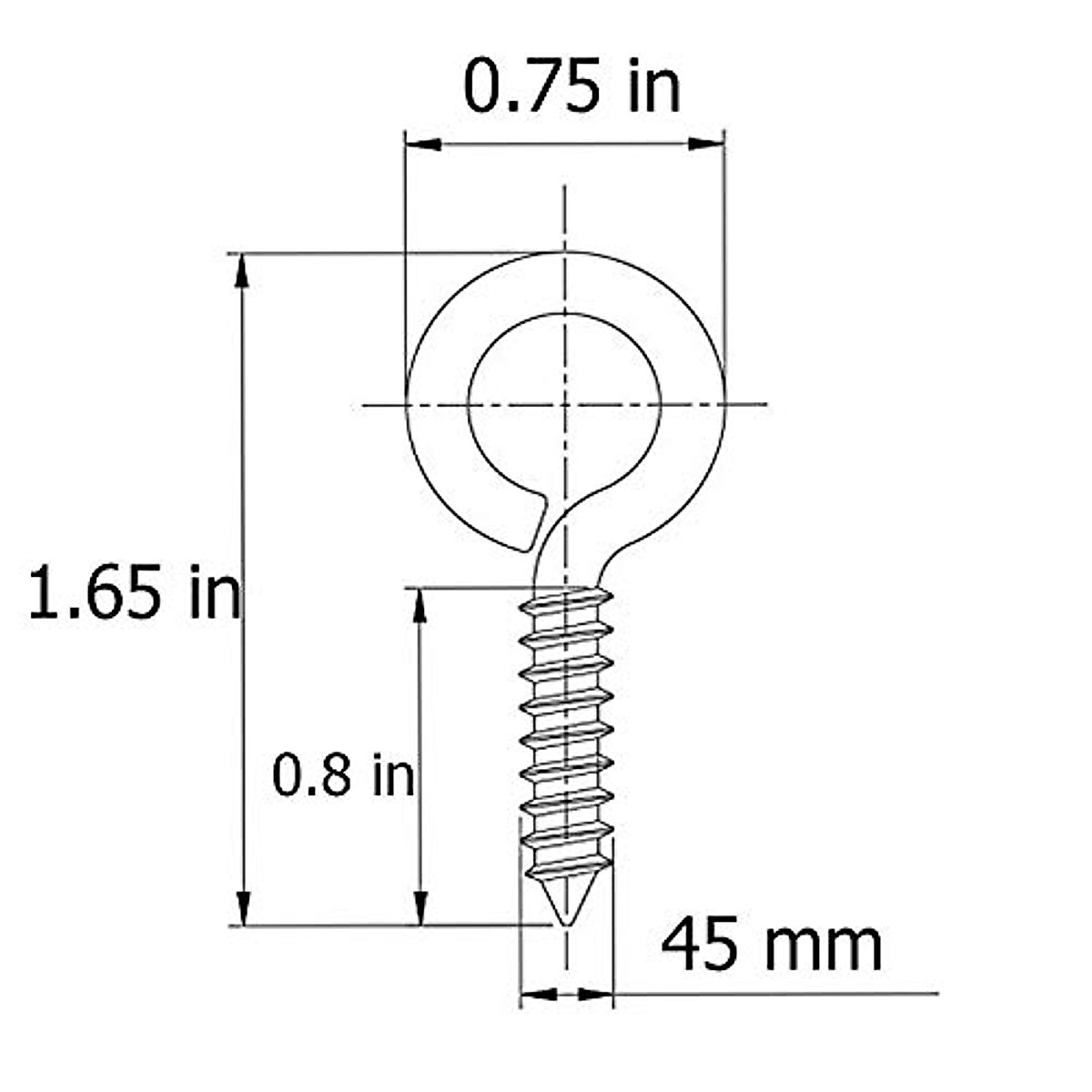 Axe Sickle Metal Eye Hook Screw 1.5 Inch Eye Small Eyelet Screw 30 Pcs