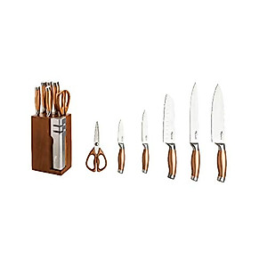 New England Cutlery 7- Piece Knife Block Set with Sharpener - Copper