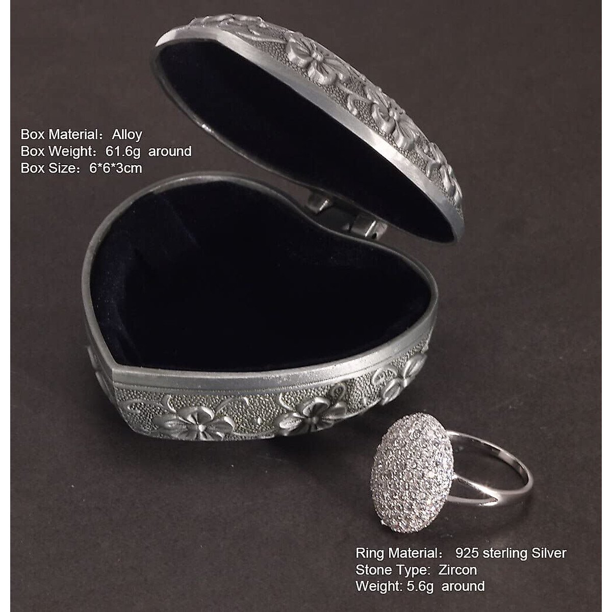 Genuine Silver Twilight Bella Swan Wedding Ring, 925 Sterling Silver, Women's Ring Micro Pavé Zircon Ring with a Jewelry Heart Box, Breaking Dawn Bella Swan engagement ring (6)