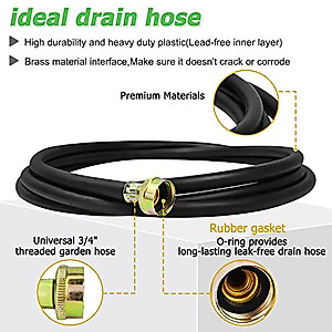 7507100 Dehumidifier Drain Hose, Garden Hose 3/4 in x 12 ft,Brass Interface with a Rubber Seal 100% Prevent Water Leakage.