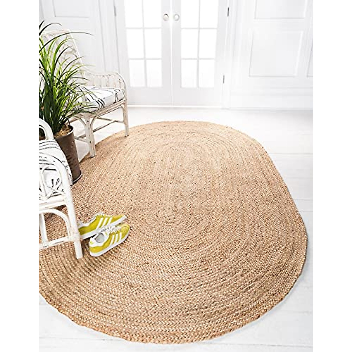 THE PIKKU INTERNATIONAL - Handmade Jute Rug Oval Hand Woven Farmhouse Jute Area Rug (7 x 11 ft)