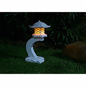 TIAAN 24”Height Japanese Style Lantern Solar Garden lamp Solar Pagoda Light