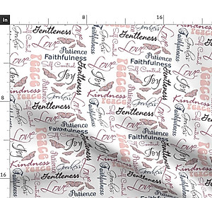 Spoonflower Fabric - Fruit Butterflies Pink White Christian Love Peace Butterfly Scripture Printed on Petal Signature Cotton Fabric by The Yard - Sewing Quilting Apparel Crafts Decor