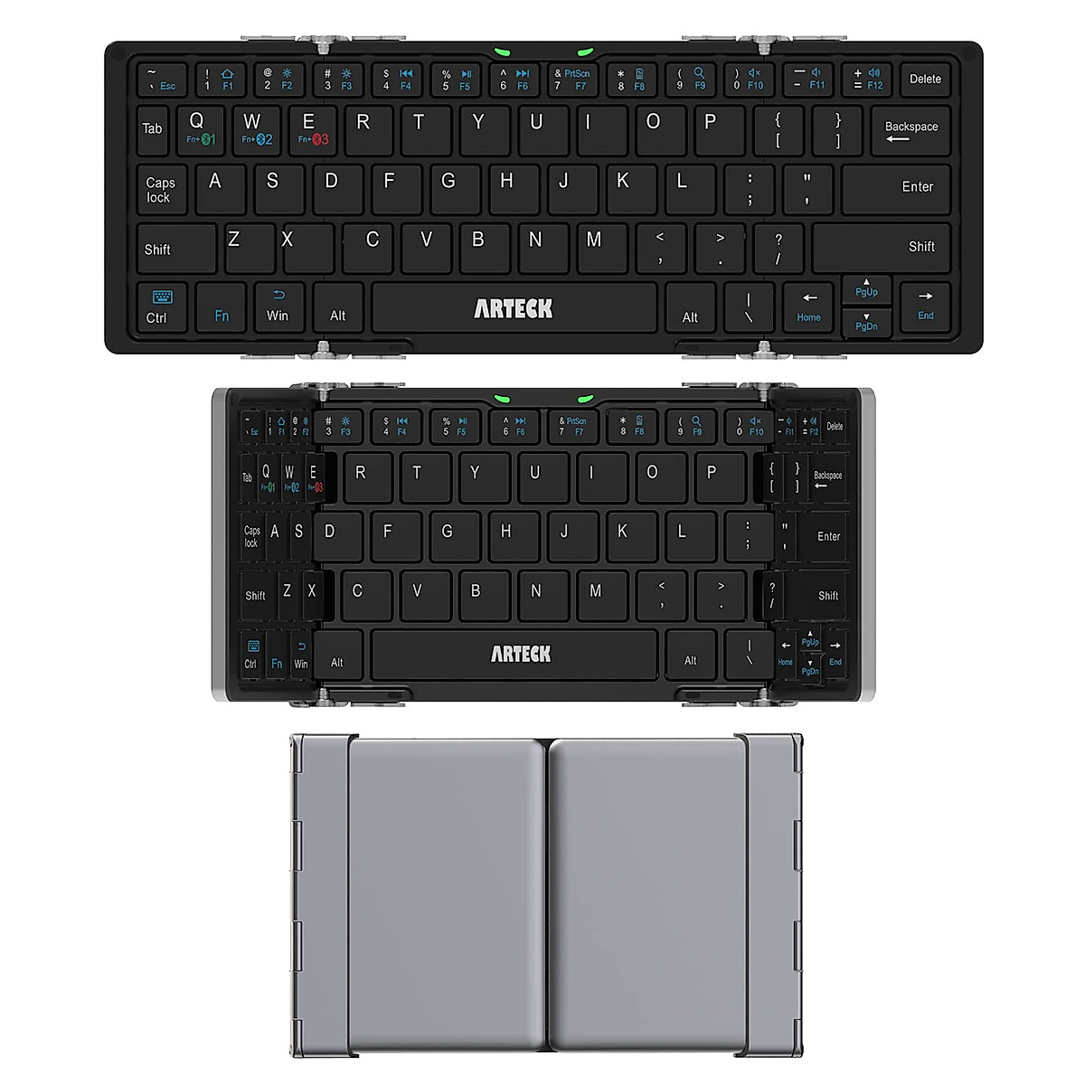 Arteck Folding Bluetooth Keyboard, Portable Mini Foldable Wireless Keyboard for iOS iPad 10.2-inch, Pro, Air, 9.7-inch, Mini, Android, MacOS, Windows Tablets Smartphone Built in Rechargeable Battery