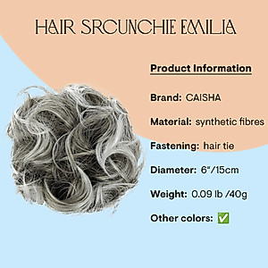 CAISHA Big Hairpiece Scrunchy Updo Bridal Hairstyle curly Messy Bun Gray Mix G19E