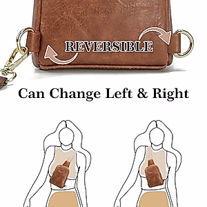 INICAT Travel Small Sling Bag Leather Crossbody Bags for Women Fanny Packs Cross Body Bag for Woman Cross Body Purses(04-brown)