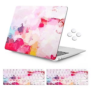 iCasso MacBook Air 13.3 Inch Case with Retina Display Touch ID, Durable Laptop Hard Shell + Keyboard Cover, Colorful Sky