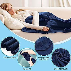 15 Pieces Fleece Blankets Bulk 50 x 60 Inch Double sided Ultra Soft Fleece Throw Blankets Bulk Lightweight Warm Cozy Airplane Blanket Pet Blankets for Home Office Wedding Gifts Outdoor Use (Navy Blue)