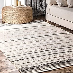 nuLOOM Amelia Striped Area Rug, 4' x 6', Ivory