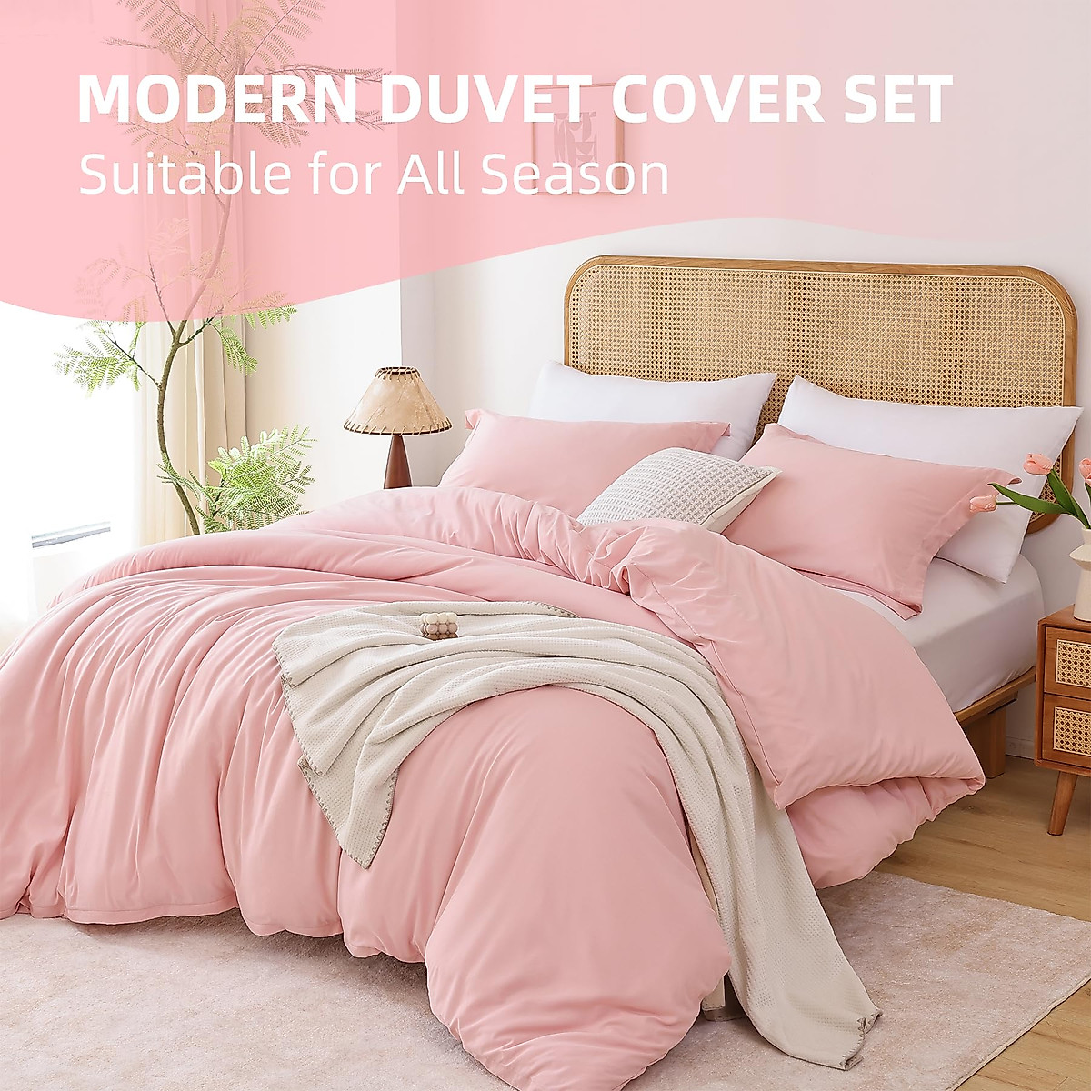 Soft Breathable Duvet Cover Twin Size - Luxury 100% Washed Duvet Cover Set, 2 Piece Bedding Set 1 Duvet Covers 68x90 Inches with Zipper Closure and 1 Pillow Shams for Twin Size Bed