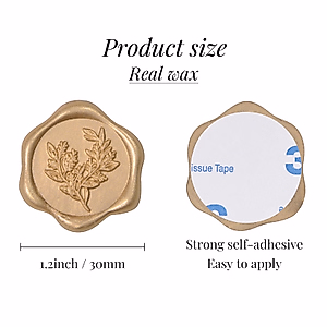 UNIQOOO Wax Seal Stickers - Eucalyptus Wedding Invitation Envelope Seal Stickers, 50 Pcs Self- Adhesive Prosecco Metallic Light Gold Stickers, Perfect for Invitation, Christmas, Gift Wrapping