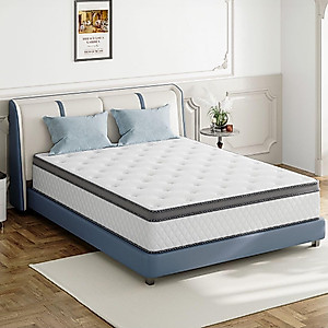 King Mattress, 12 Inch Medium Firm Hybrid Mattress with Bamboo Charcoal Gel Memory Foam and Pocketed Springs, King Size Mattress in a Box with Pressure Relief and Support, CertiPUR-US Certified