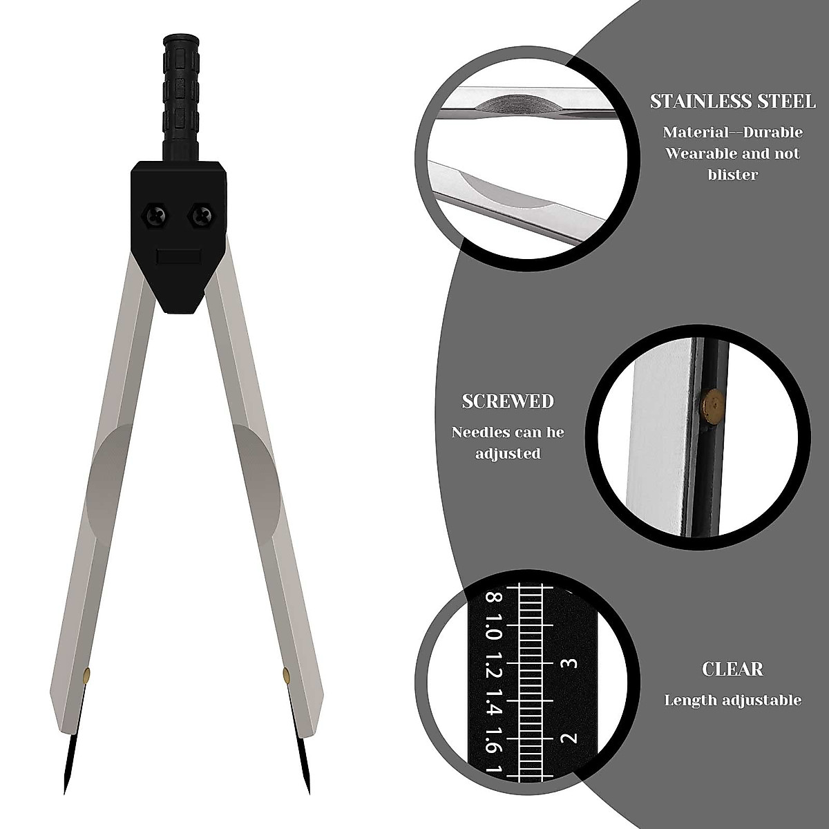 BLMHTWO EKG Calipers, ECG Calipers Caliper for Nurses Measuring Tool with Ruler and Help Read ECGs Stainless Steel Black Reliable Useful EKG Caliper for Paramedic School Cardiology Electrocardiogram