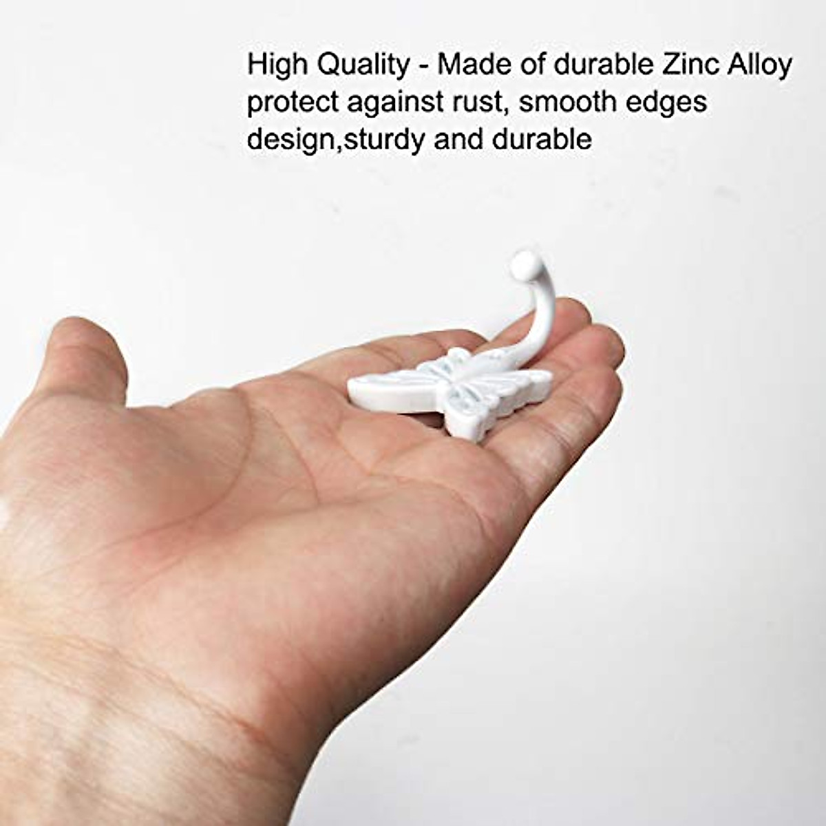 uxcell 6pcs Wall Mounted Robe Hook Zinc Alloy Butterfly Shaped DIY Hooks Coat Towel Wall Clasp Bathroom Hanger with Screws White