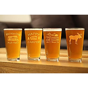 Mountains are Calling - 16 oz Pint Glass for Beer - Gifts for Men & Women that Love Hiking & Cabins- Fun Drinking Decor