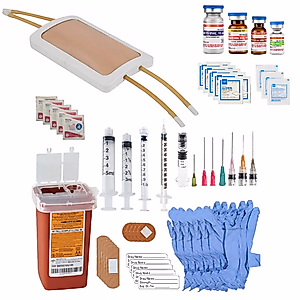 Anatomy Lab Venipuncture Practice Kit with Wearable Simulation Arm Pad Model IV + Supplemental Injection Skill Supplies Kit Clinical Nursing Training, 65 Piece Bundle