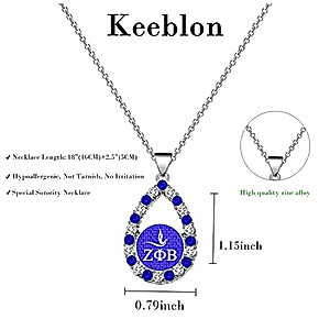 ZPB Sorority Necklace Greek Sorority Paraphernalia Gifts Rhinestone Jewelry 1920 Sisterhood Gift for Finer Women Girls (ZPB Necklace)