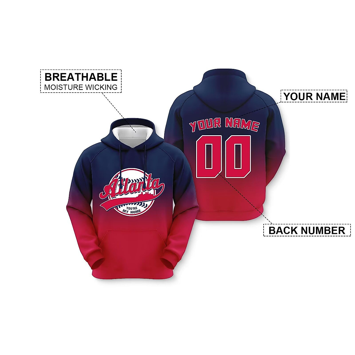 Kcivooh City Hoodie Custom baseball Sweatshirt Personalized Sweatshirt Design Any Name And Number for Baseball fans