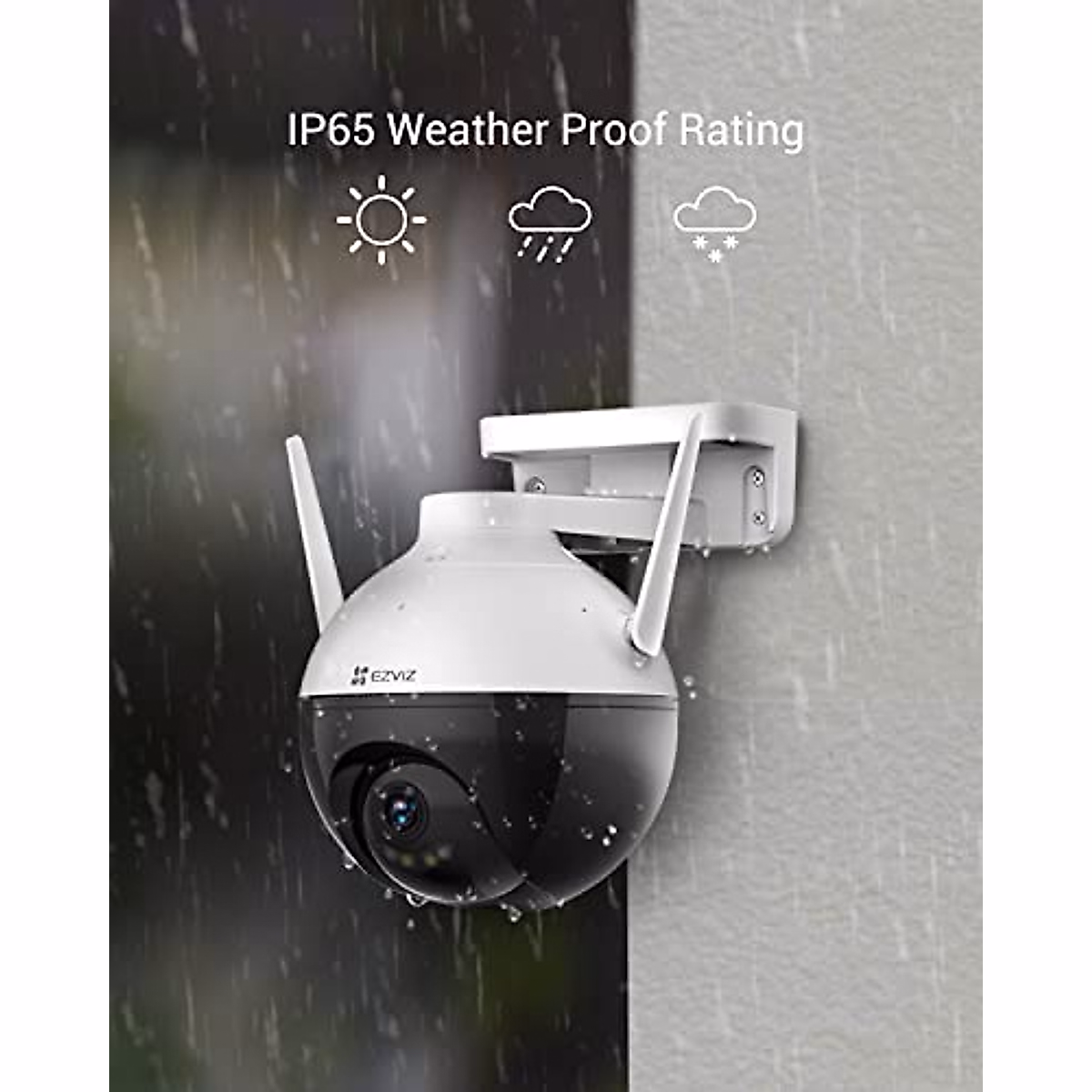 EZVIZ Security Camera Outdoor, 4MP WiFi Camera Pan/Tilt, 360° Visual Coverage, IP65 Waterproof, Color Night Vision, AI-Powered Person Detection, Two-Way Talk, Support MicroSD Card up to 256GB | C8W