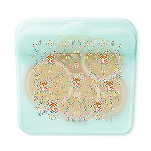 Simple Modern Reusable Sandwich Bags Silicone Food Storage Snack Bag - Plastic Free, Microwave/Freezer/Oven Safe, Sammie 18oz (Sandwich) Pattern: Fox and the Flower