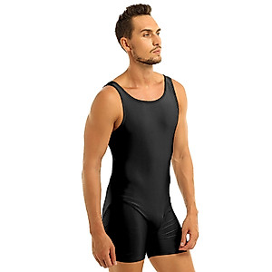 Yihuimin Men's One Piece Tank Top Sports Workout Leotard Bodysuit Wrestling Singlet Underwear Black 3X-Large