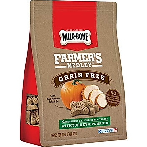 Milk-Bone Farmer's Medley Dog Treats, Turkey & Pumpkin, Brown,12 Ounces (Pack of 4), Grain Free