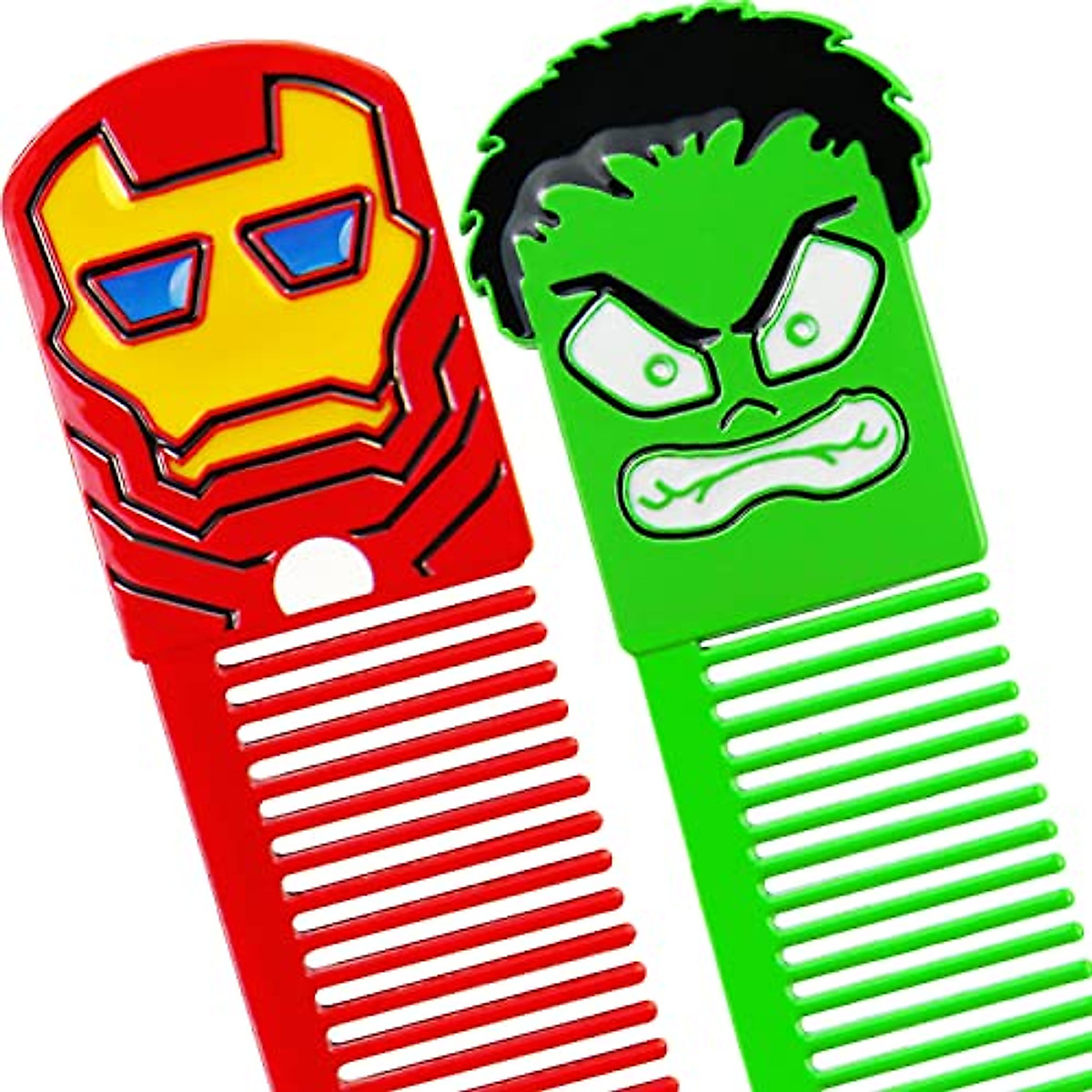 2Pcs Hulk & Iron Man Comb Stainless Steel Metal Comb Dense Tooth Comb Compact Size Comb