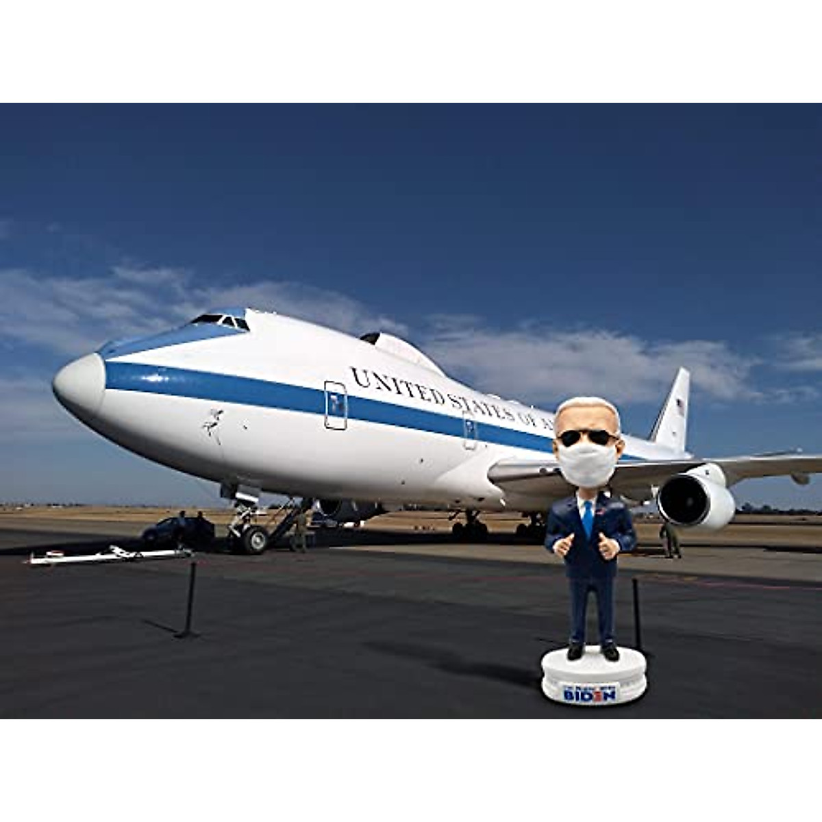 Political Satire Biden Bobblehead - Joe Biden Merchandise 2020 with Face Cover & Aviators - Funny Custom Bobblehead Joe Biden Gifts for Liberals, Democrats - Handmade Biden Decorations - 7.5" Tall