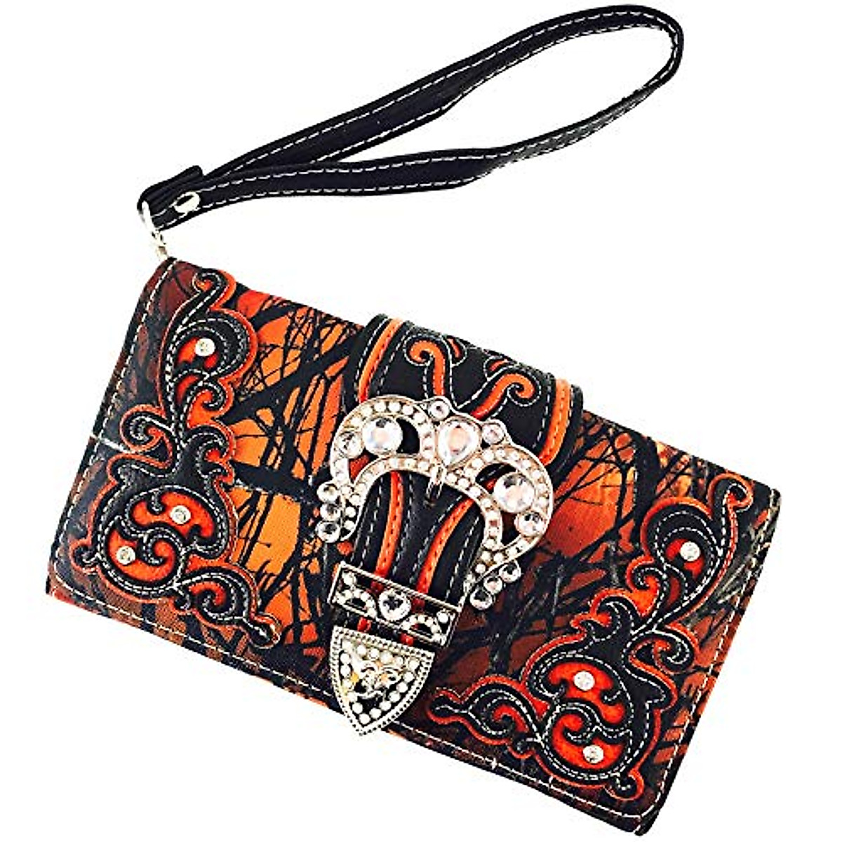 Zelris Camouflage Shine Glow Buckle Women Conceal Carry Handbag with Wallet Set (Orange)