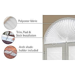 Redi Shade No Tools Original Arch Light Blocking Pleated Fabric Shade White, 72 in x 36 in