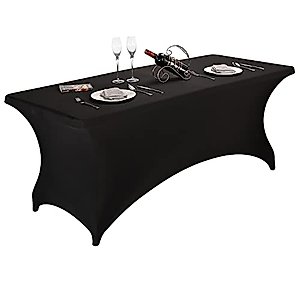 LZY Spandex Fitted Stretch Table Cover for 6 ft or 4ft or 8ft Folding Table, Rectangular Cocktail Tablecloth, Perfect for Party or Banquet