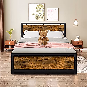 Pliwier Bed Frame with Headboard and Footboard, 13 Heavy Duty Bed Slats, 13 Sturdy Legs Support, No Box Spring Needed, Noise Free, Easy Assembly