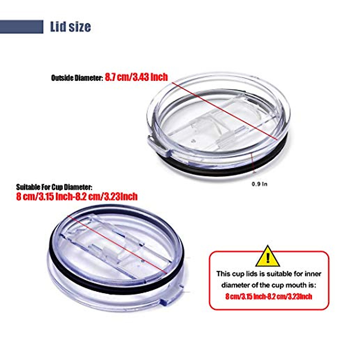 Tumbler Lid Compatible for 20 Oz Yeti and More Cooler Cup, Splash Proof Open - Close Slide Lid, Straw Friendly
