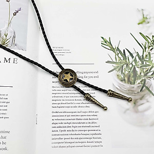 BRBAM Western Cowboy Texas Style Vintage Bolo Tie Fashion Texas Map and Lone Star Leather Bolo Tie Necktie Necklace (Style 7 - Gold)
