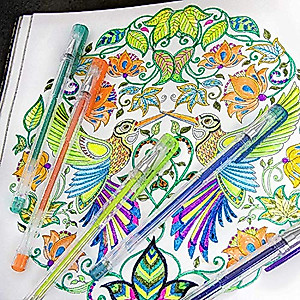 ARTEZA Glitter Gel Pens with Triangular Grip, 14 Colors - 0.8-1.0 mm Tips, Bright and Vivid Ink, Art Supplies for Scrapbooking, Doodling, & Journaling