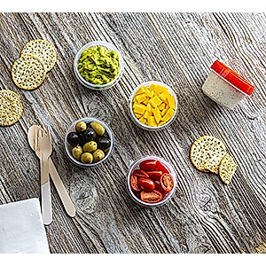 Elegant Disposables (4 Ounce 10 Pack) Twist cap Containers Clear Bottom With Red Top Screw on Lids Twist Top Food Storage Freezer Reusable Containers