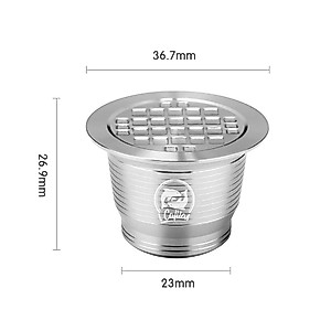 Maiju Compatible With Stainl Steel Coffee Capsule Reusable Refillable Coffee Capsule Cup Filter with Brush Spoon Powder-pr Ring, Square hole