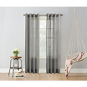 No. 918 Emily Sheer Voile Grommet Curtain Panel, 59" x 84", Charcoal Gray