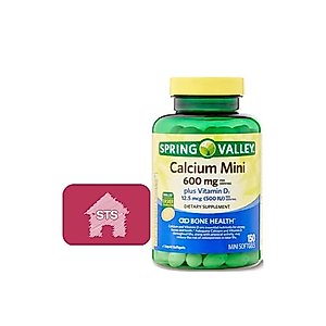 Spring Valley Calcium Plus Vitamin D3, 150 Mini Softgels + STS Fridge Magnet.